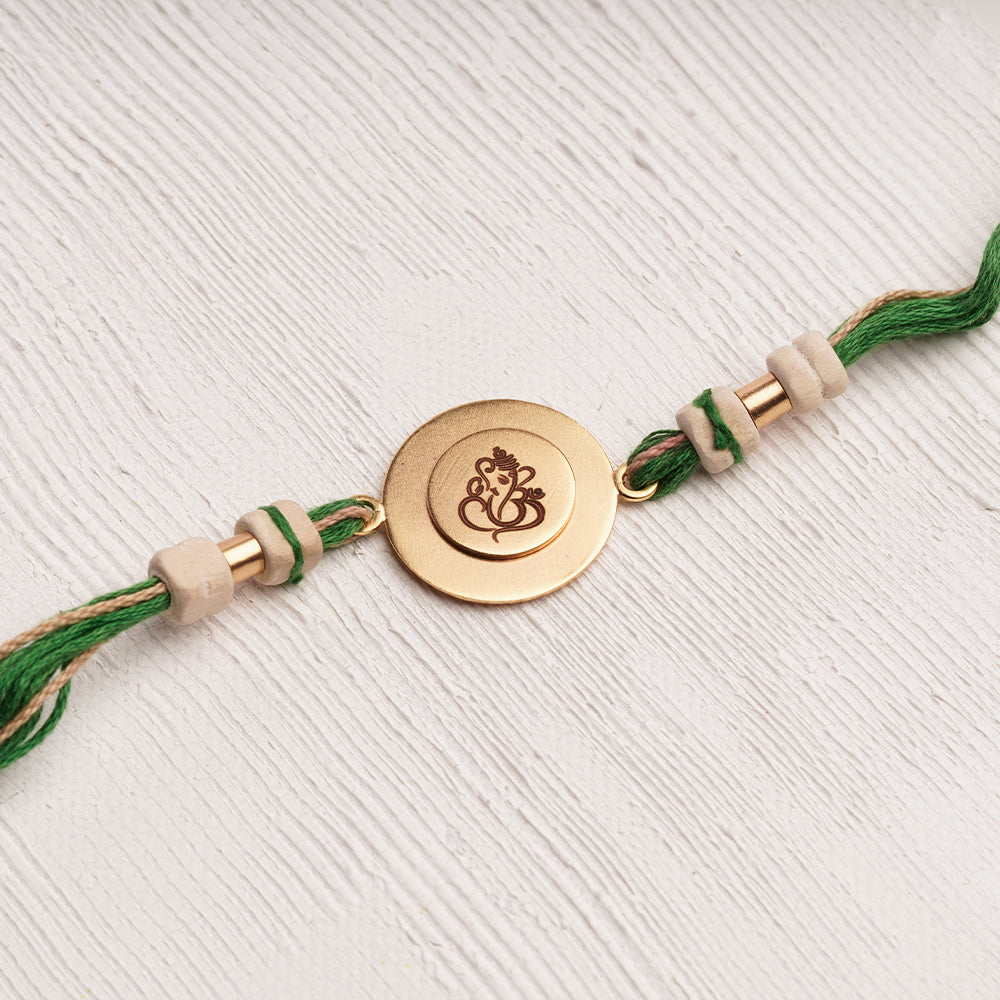 Buy Laser Engraved Ganeshji Rakhi with Tulsi Beads Online ...