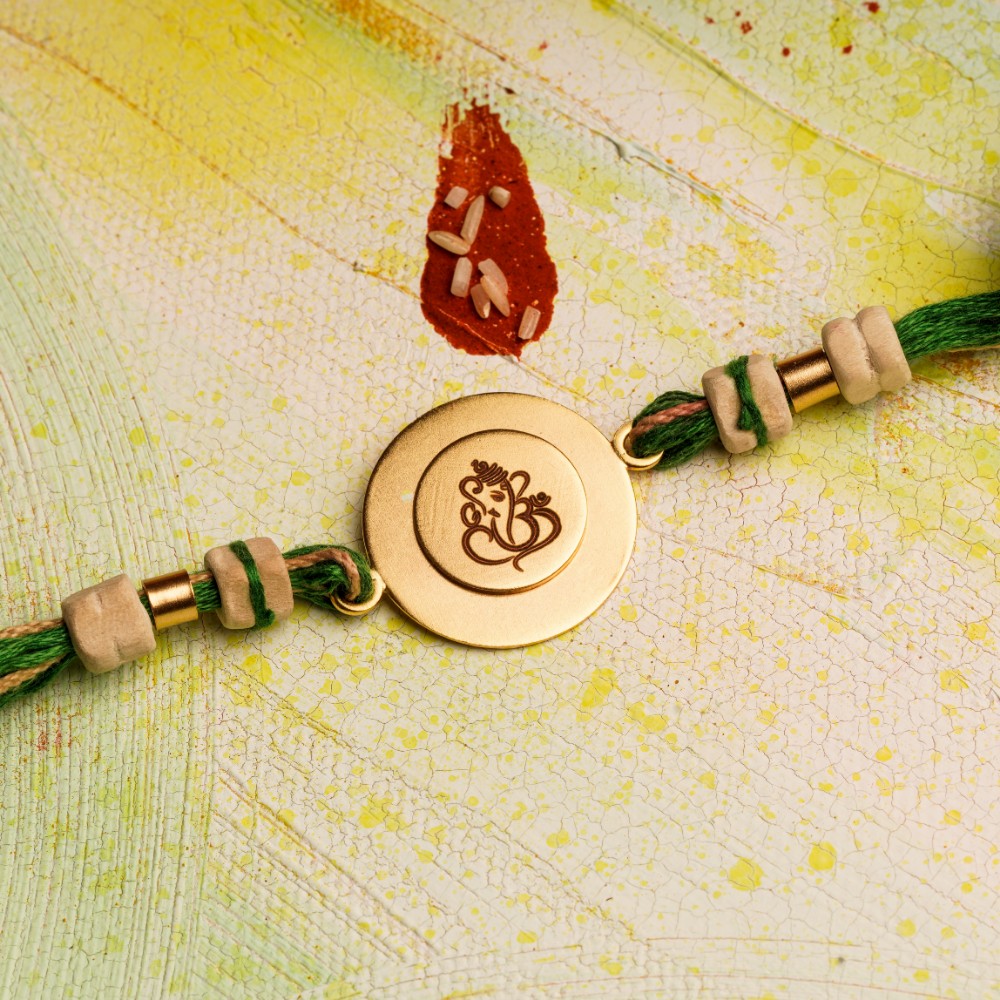 Buy Laser Engraved Ganeshji Rakhi with Tulsi Beads Online ...