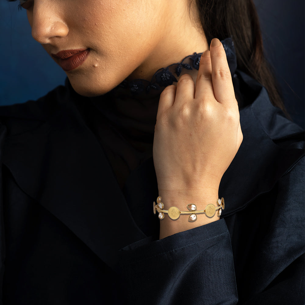 Gold Coin Bangle with Crystals worn by Aditi Shankar – Suhani Pittie