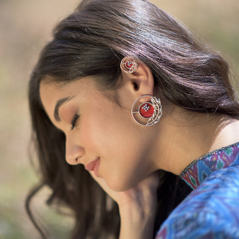 Buy Designer Silver Plated Terra Rossa ear buttons Online | Suhani Pittie