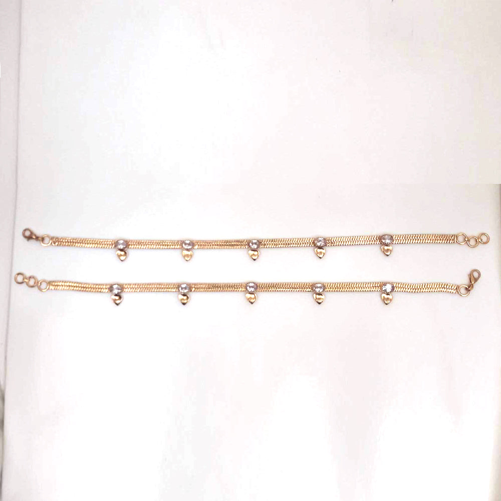 Buy Gold Plated Flat Thin Chain with Kali and XTLS Anklet Online ...